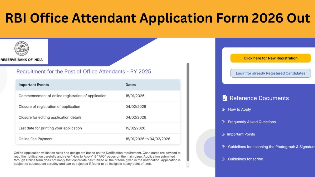 RBI Office Attendant Apply Online 2026 Begins at ibps.in, Register Now ...