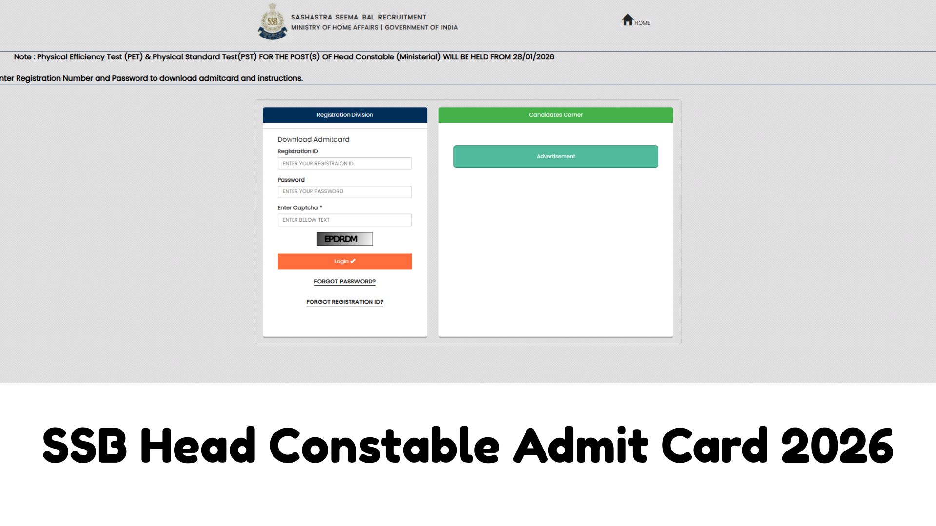 SSB Head Constable Admit Card 2026 OUT: हे़ड कांस्टेबल एडमिट कार्ड जारी ...