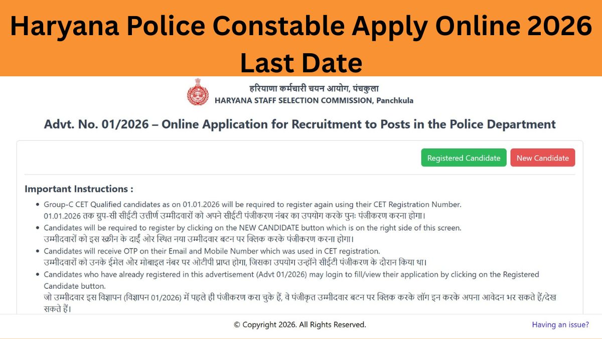 HSSC Haryana Police Constable Apply Online 2026 Last Date Soon ...
