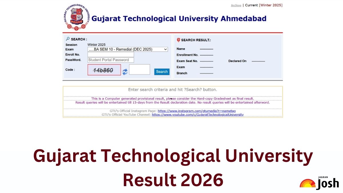 GTU Result OUT for December 2025 Exams, Download Gujarat Technological ...