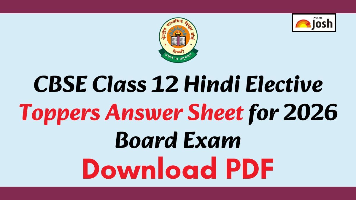 CBSE Topper Answer Sheet Class 12 Hindi Elective for 2026 Board ...