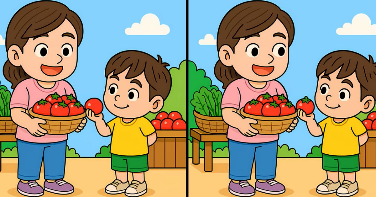 Spot 3 Differences in Mom and Son Picking Tomatoes- Can You Find Them ...