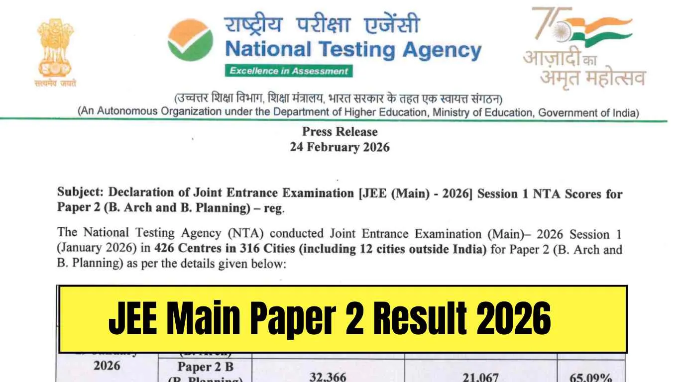 JEE Main Paper 2 Result 2026: Direct Link to Check BArch, BPlan ...