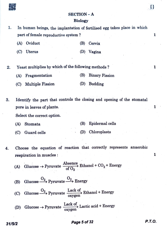 CBSE Class 10 Science Question Paper 2026, Download SET-wise PDF