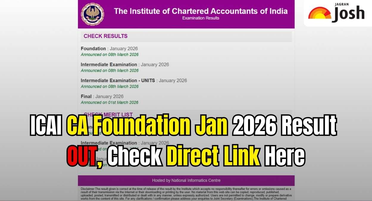 CA Foundation Result 2026: ICAI Released CA Foundation January Session ...