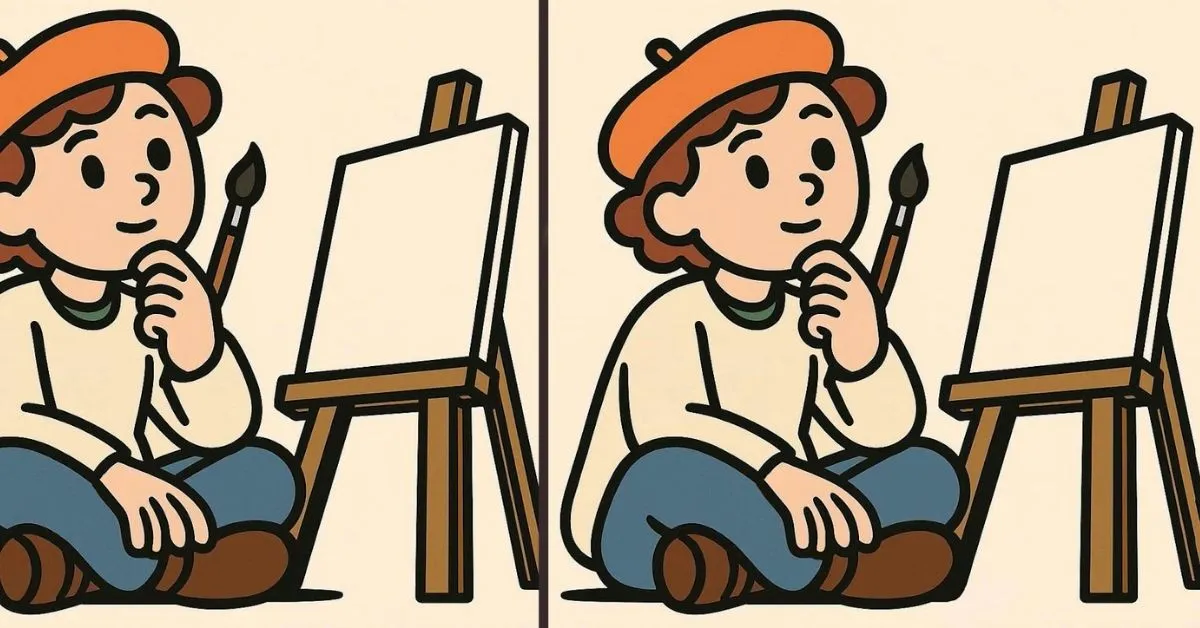 Spot 3 Differences in Painter Sitting in Front of Canvas in Just 79 Seconds