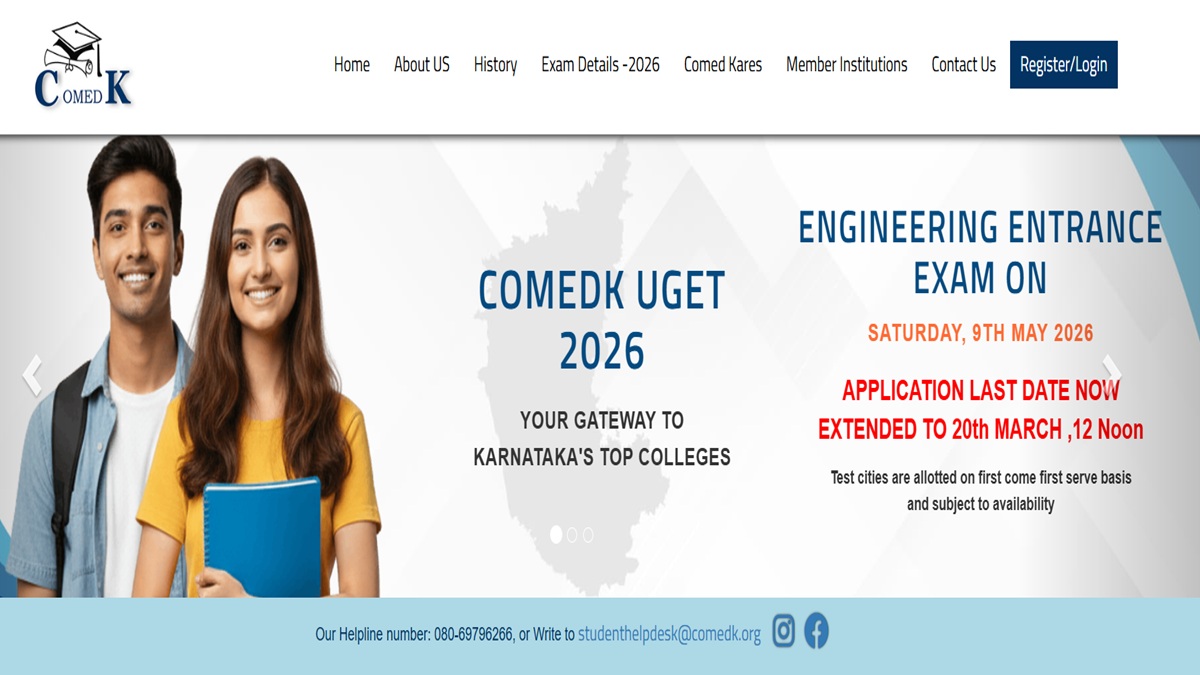 COMEDK UGET 2026 Extended Application Window Closes Today, Apply Until ...