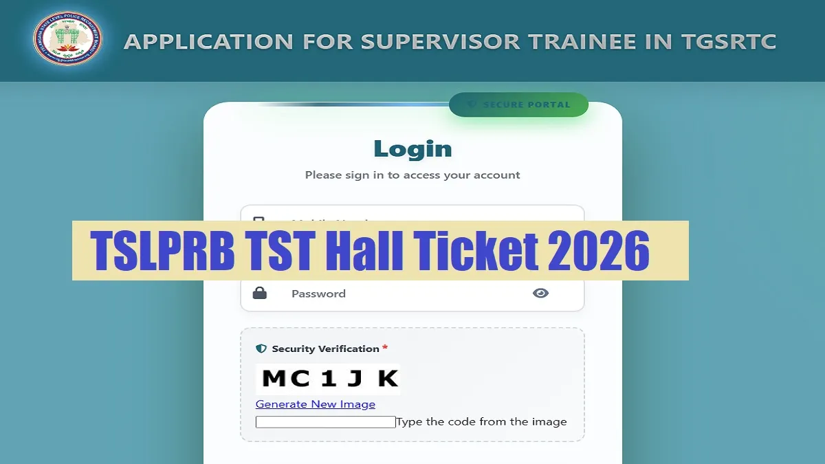 TSLPRB TST Hall Ticket 2026 Out at tgprb.in, Download MST Admit Card ...