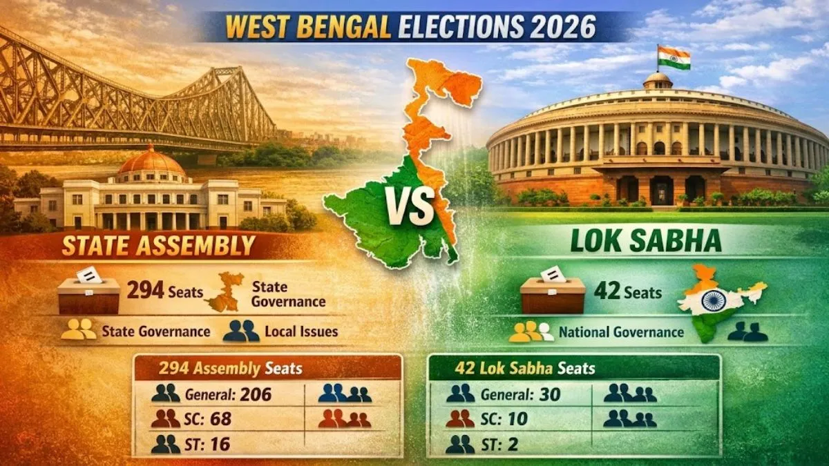 West Bengal Elections 2026: Seat Break-Up for State Assembly vs Lok Sabha