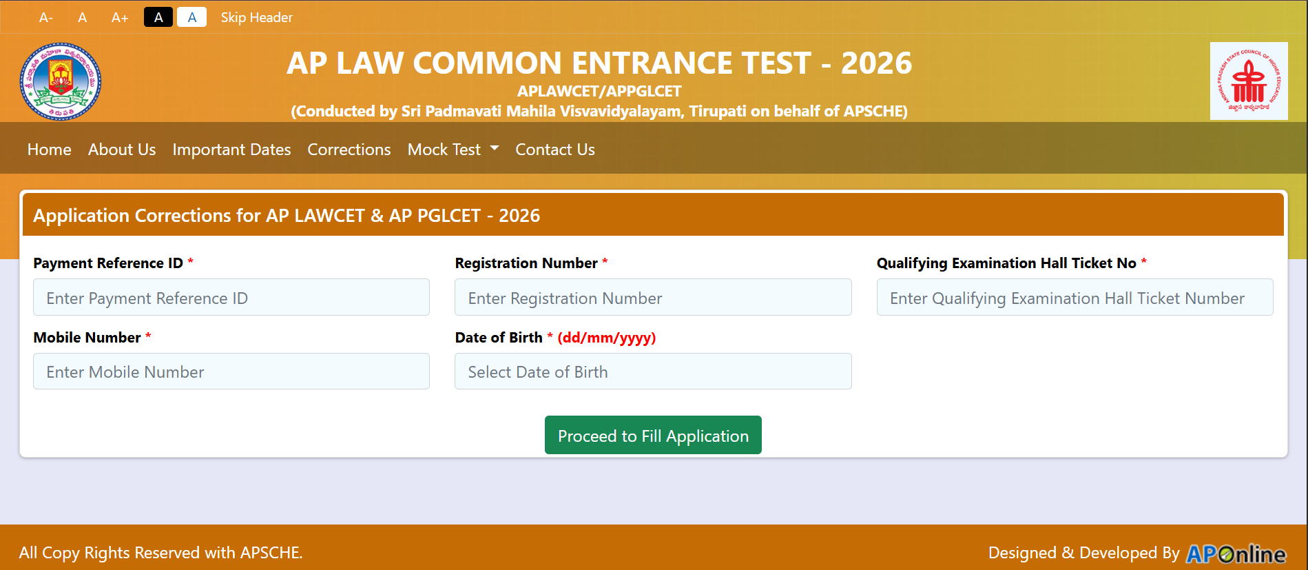 AP LAWCET 2026 Application Correction Window Opens at cets.apsche.ap ...