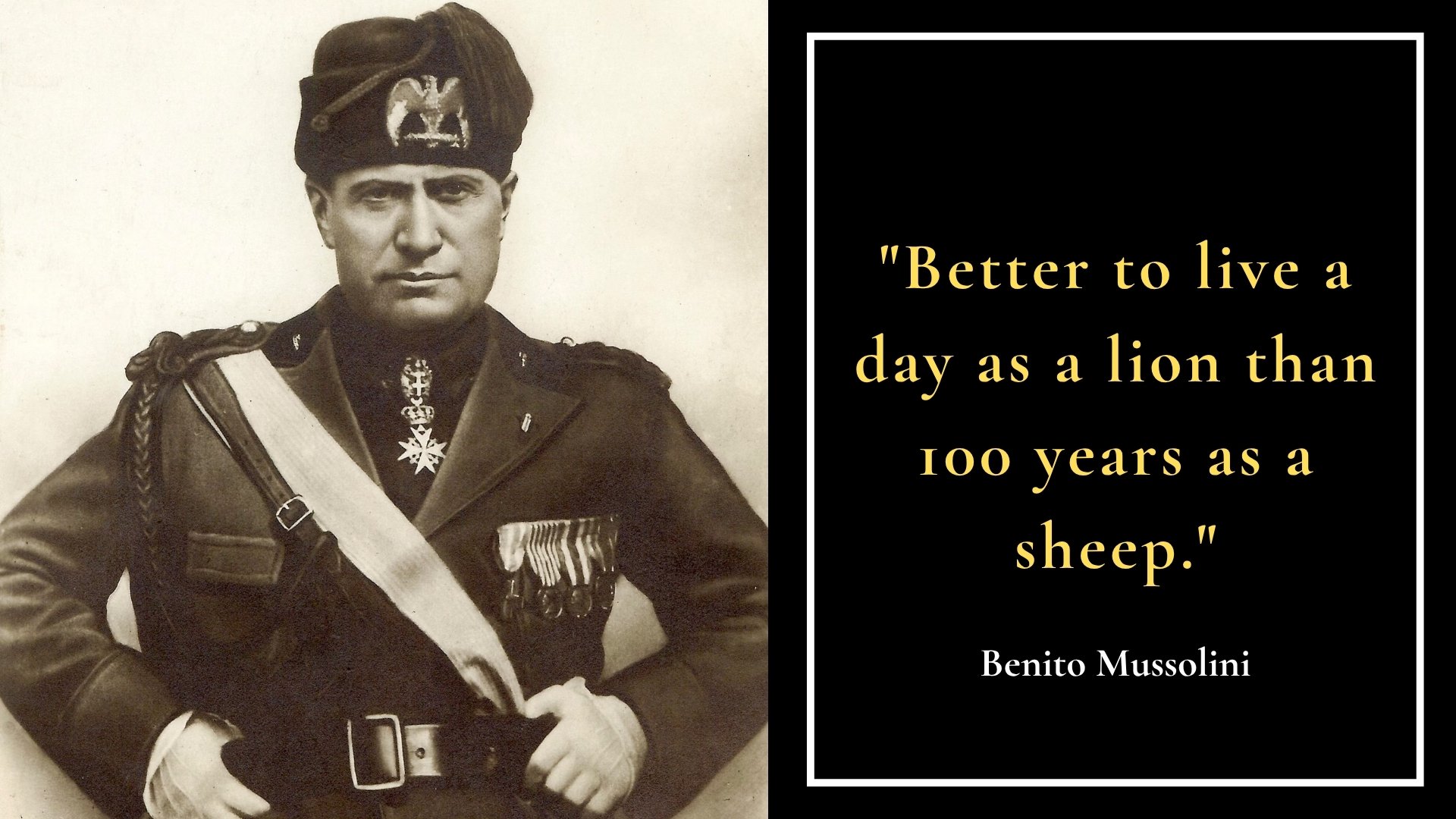 Quote of the Day by Benito Mussolini: 'Better to live a day as a lion…