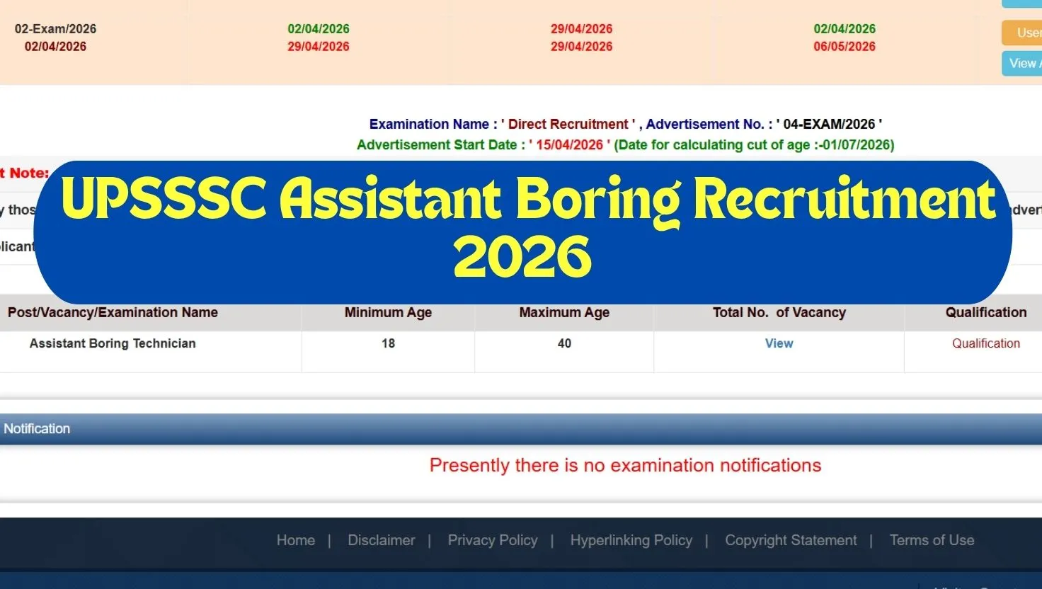 UPSSSC Assistant Boring Recruitment 2026: Last Date to Apply Online for ...