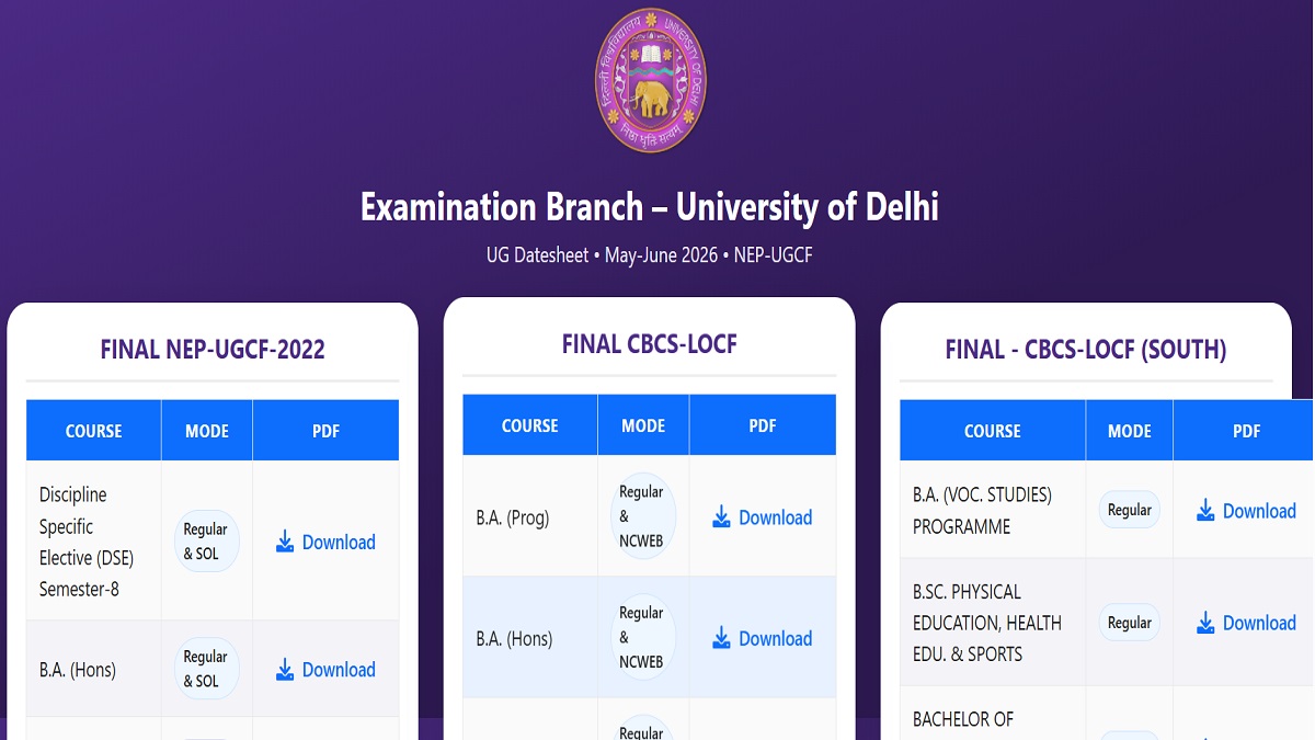 Delhi University Final Datesheet for UG Examinations Released, Check ...