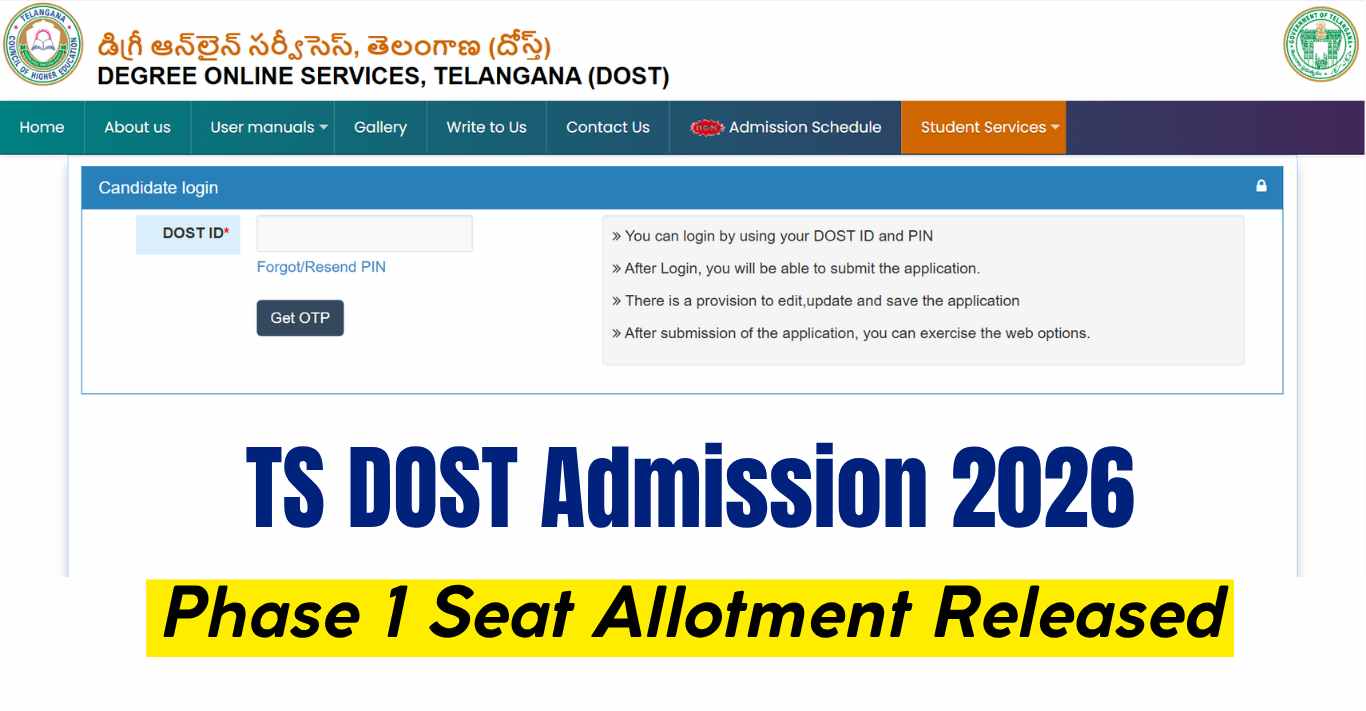 TS DOST Admission 2026: Phase 1 Seat Allotment Released, Check Direct ...