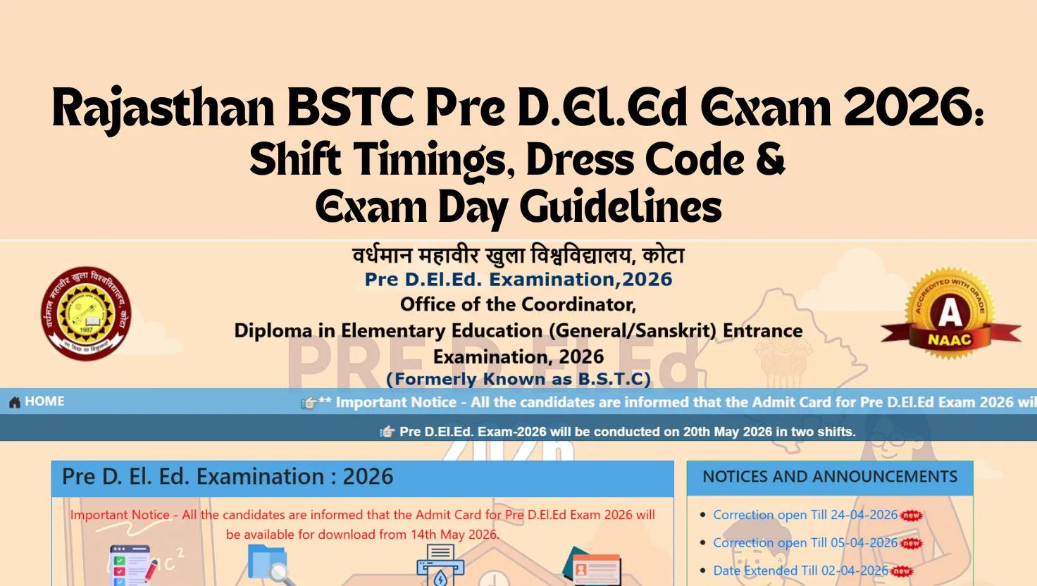 Rajasthan BSTC D.El.Ed Exam 2026: Check Shift Timings, Dress Code ...