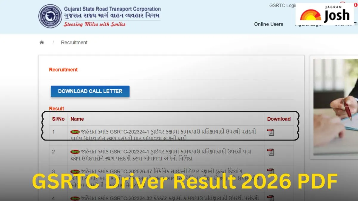 GSRTC Driver Result 2026 Out at gsrtc.in, Download Provisional and ...