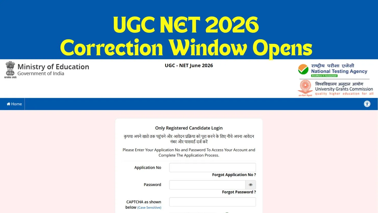 UGC NET 2026 Correction Window Opens at ugcnet.nta.nic.in: Check Steps ...