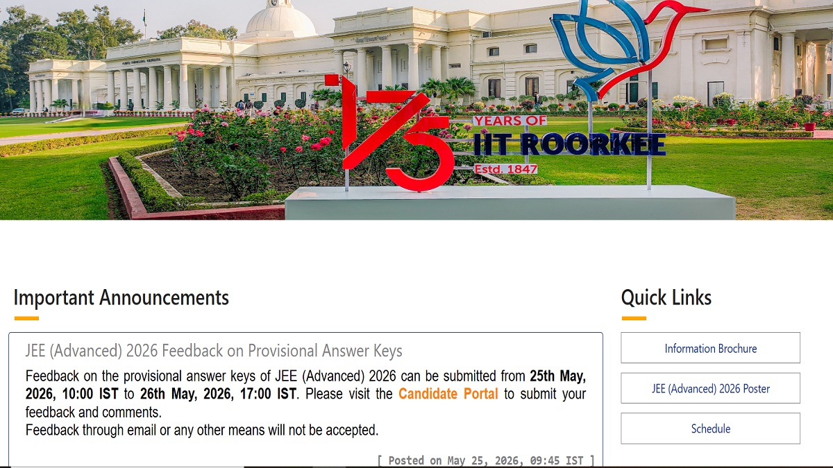JEE Advanced 2026 Answer Key Challenge Window Closes Today at jeeadv.ac ...