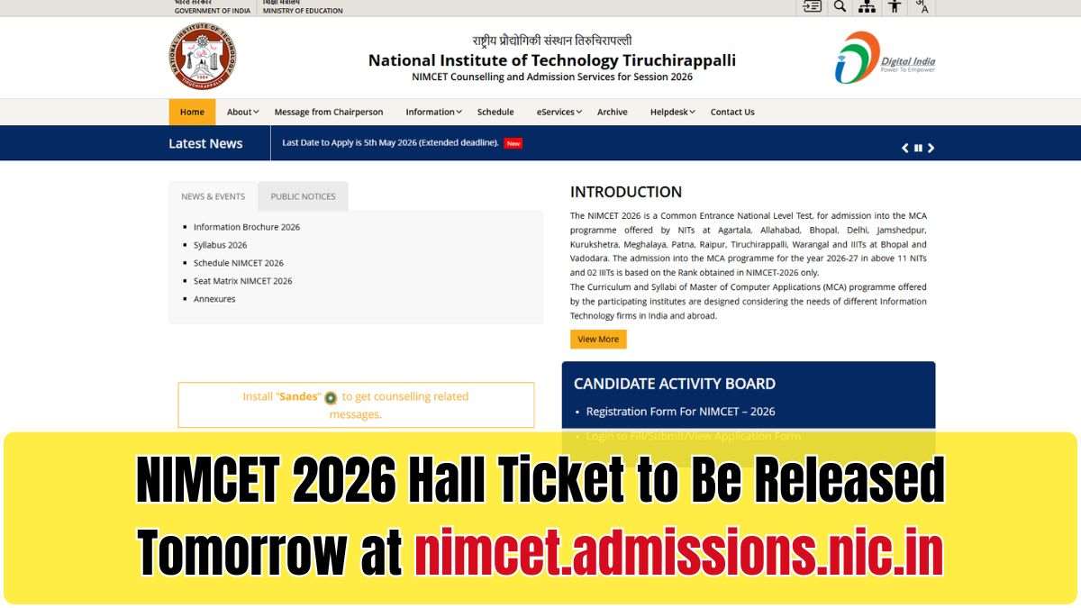 NIMCET 2026 Hall Ticket to Be Released Tomorrow at nimcet.admissions ...
