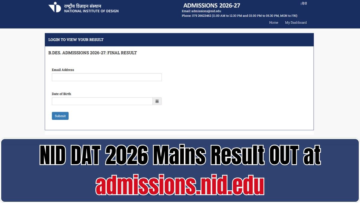 NID DAT 2026 Mains Result OUT at admissions.nid.edu; Download BDes ...