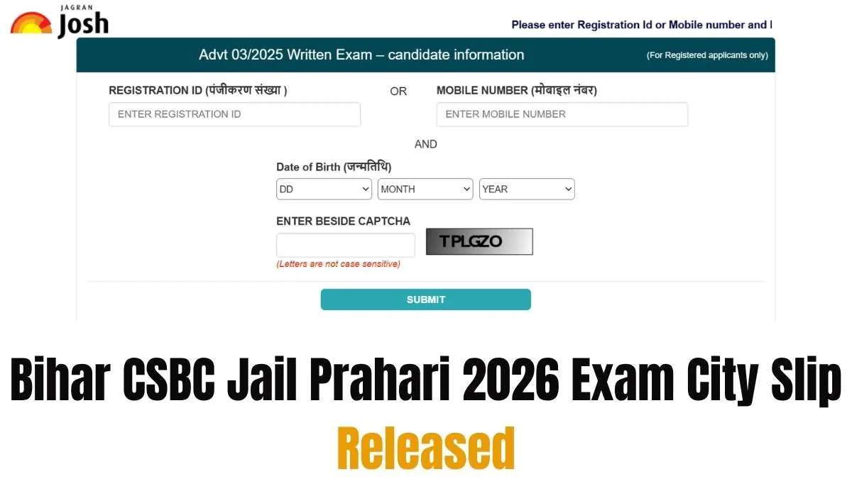 Bihar CSBC Jail Prahari 2026 Exam City Slip Released, Download Admit ...