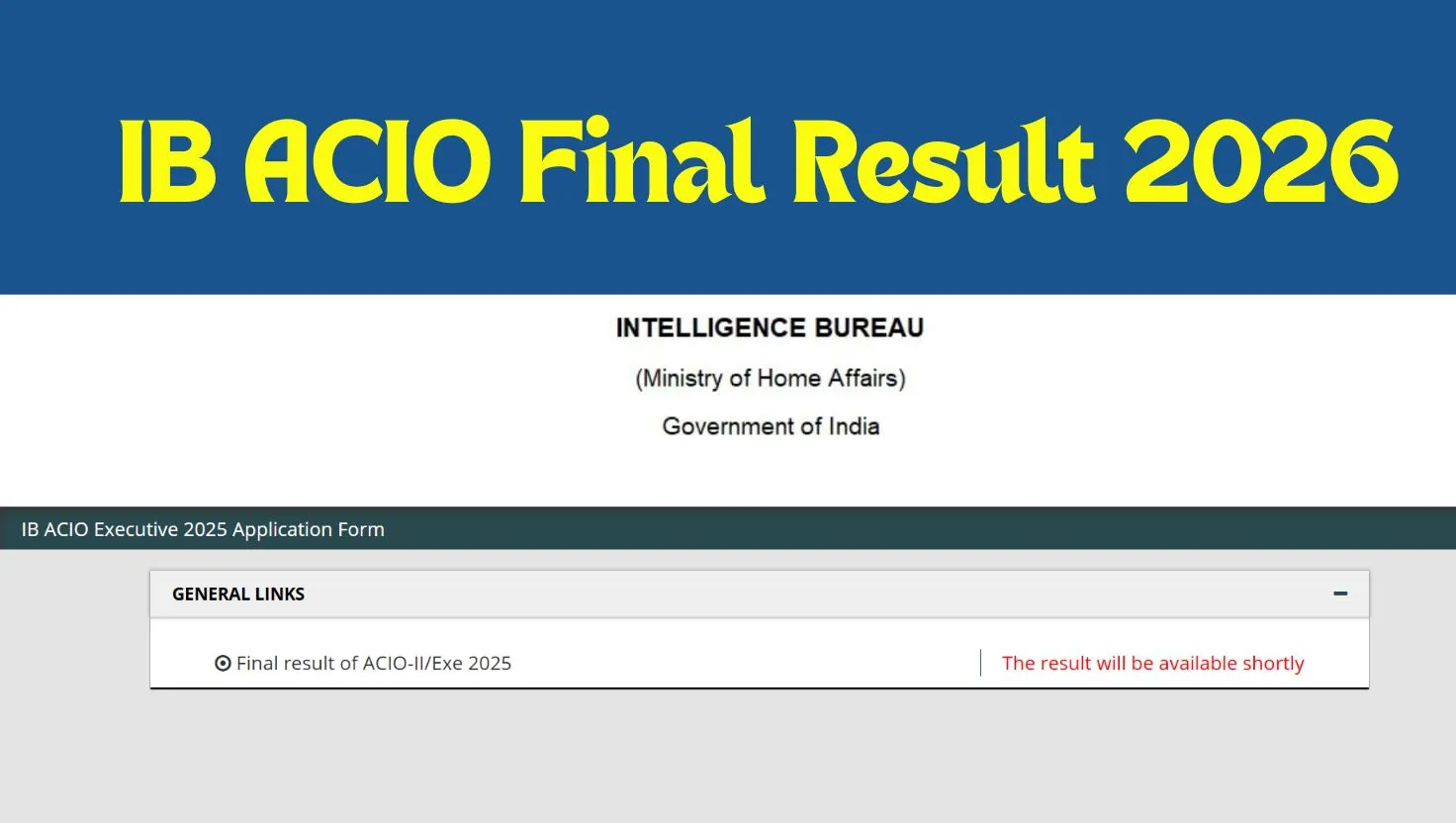 IB ACIO Final Result 2026 Out at mha.gov.in- Check Direct Link Here