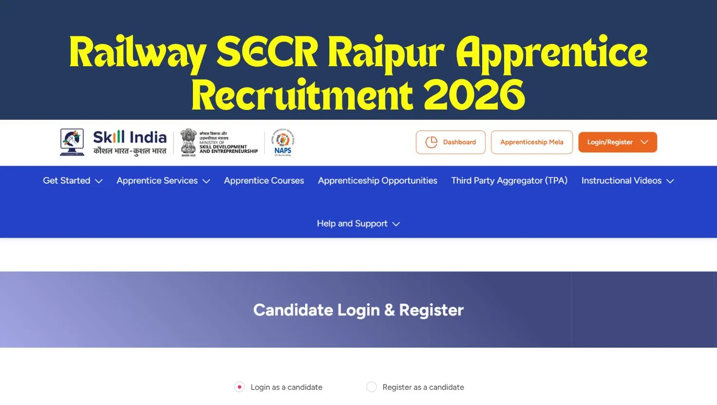 Railway SECR Raipur Apprentice Recruitment 2026: Last Date to Apply for ...