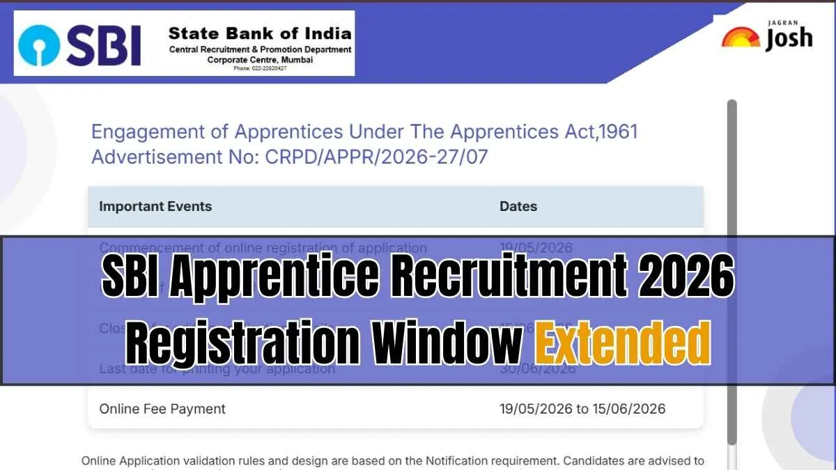 SBI Apprentice Recruitment 2026: Registration Window Extended, Check ...