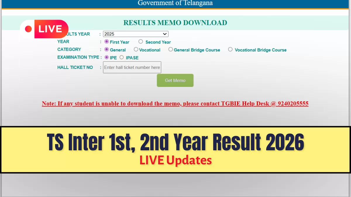 Inter Results 2026 LIVE: TSBIE Telangana TS Intermediate Results ...