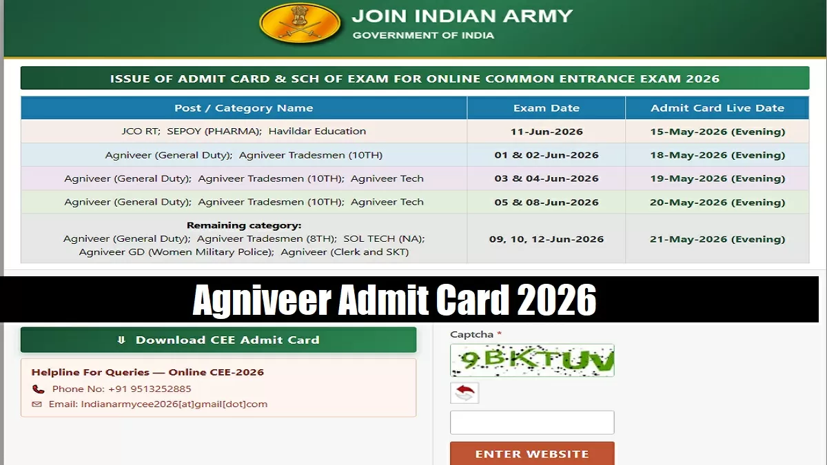 Agniveer Admit Card 2026 Out at joinindianarmy.nic.in, Download Indian ...