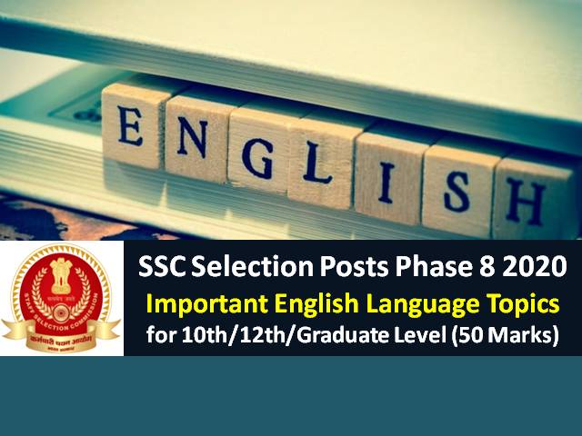 SSC Selection Posts Phase-8 2020: Important English Language Topics for ...