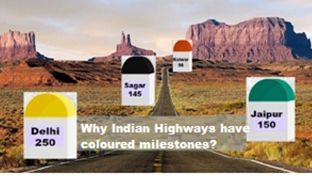 Do you know why Indian Highways have coloured milestones?
