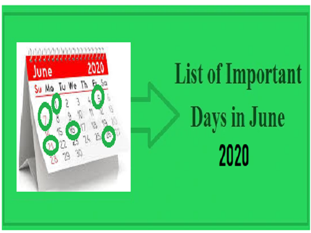Hindi-Important Days in June 2020| National and International Days