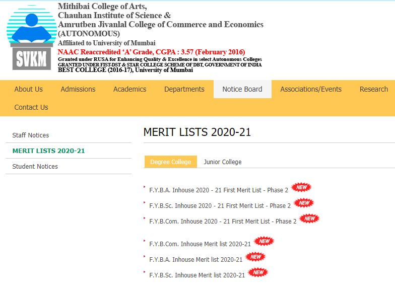 Check Mumbai University First Merit List 2020 Released Live: Sophia ...